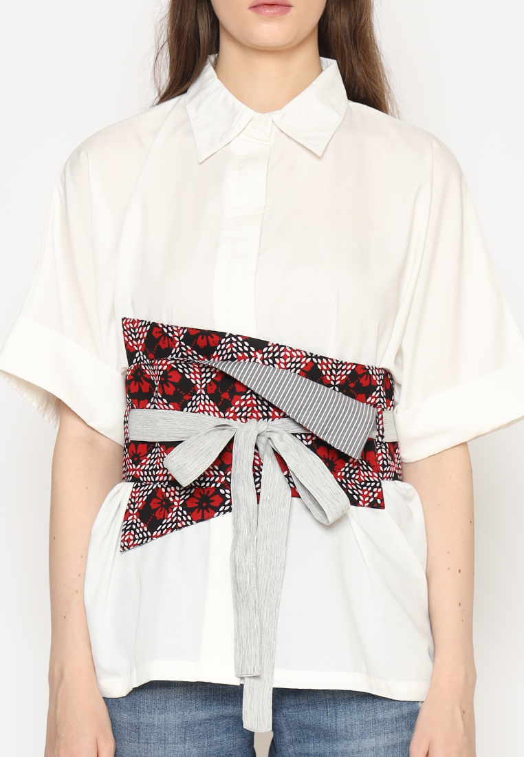 Obi Belt Stripe Black Red - Bhatara Batik