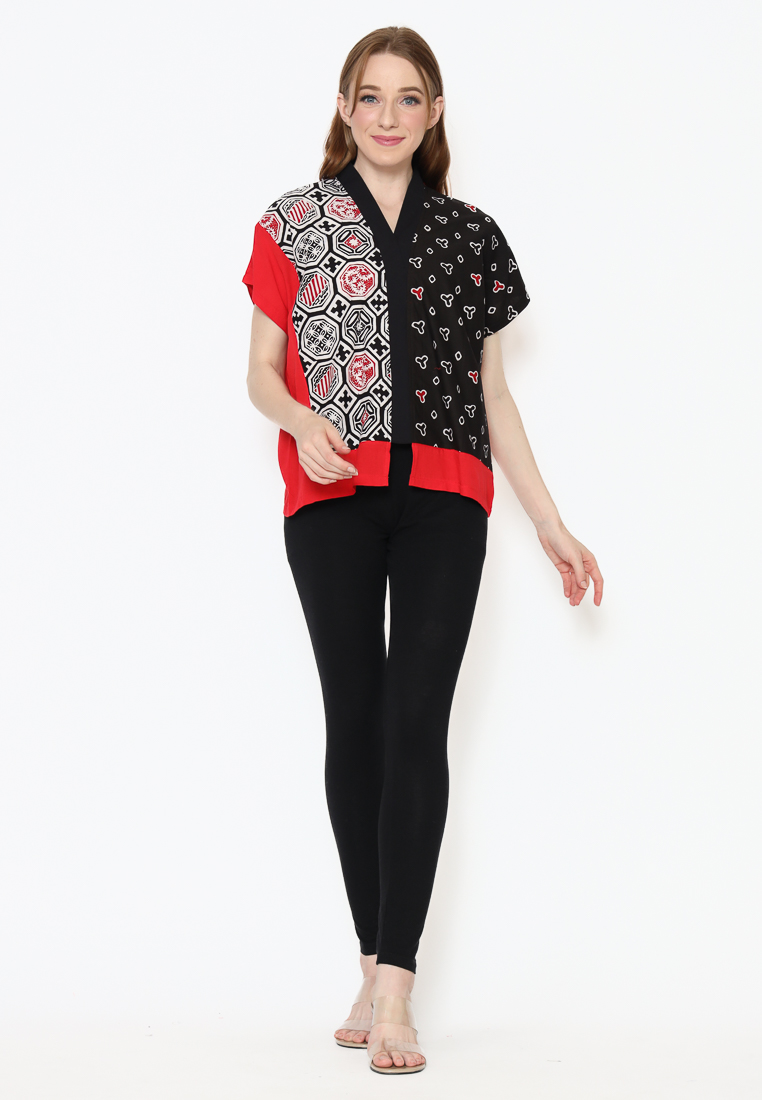 Fidelya Blouse Red Black - Bhatara Batik