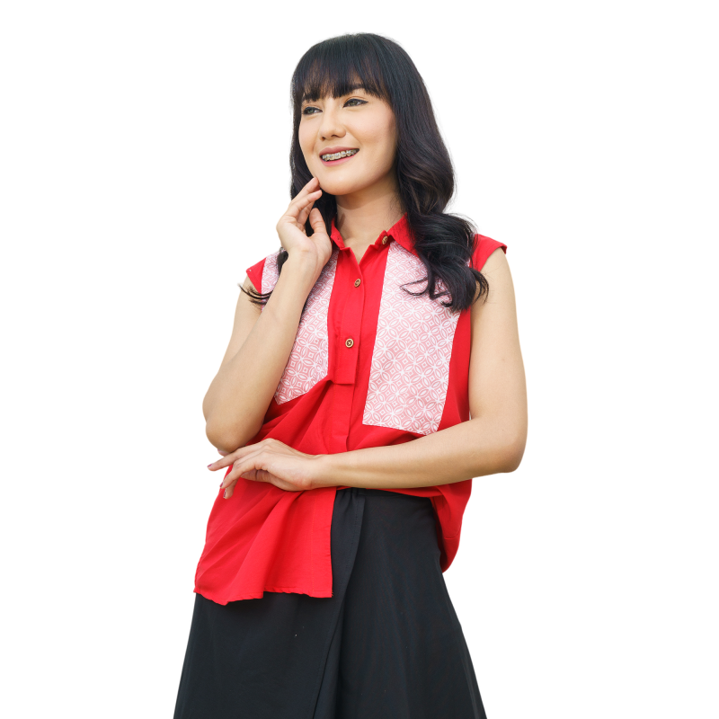 Naomi Shirt Red - Bhatara Batik